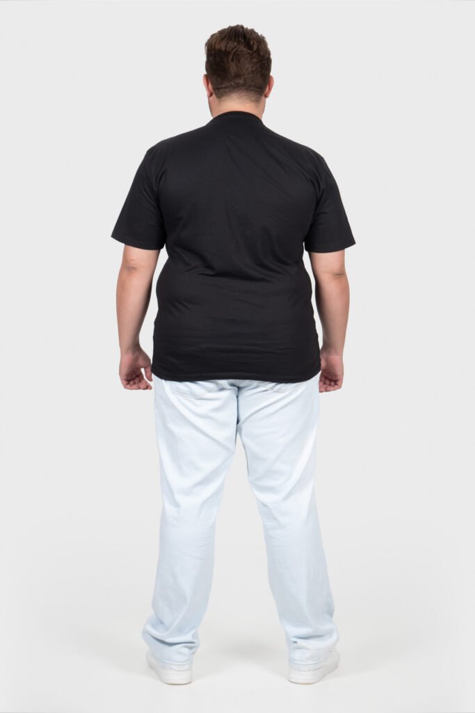 Camiseta Casual Essencial Básica Plus Size – Preta – ONE BASIQ®